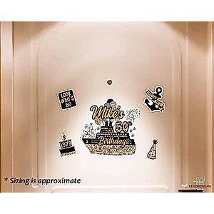 CFMONOGRAM Happy Birthday Cruise Door Decoration Magnetic - 50th Birthday Cruise Door Decorations Magnetic, Decorative Themed Stateroom signs, Fun Happy Birthday Ship Cabin sign (Gold Glitter)