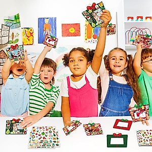 Kepeel 30 Packs Christmas DIY Picture Frames Craft Kit for Kids, Xmas Present Box Photo Frames Ornaments for Christmas Tree Party Decorations Favor Winter Art Gift Classroom School Home Activities