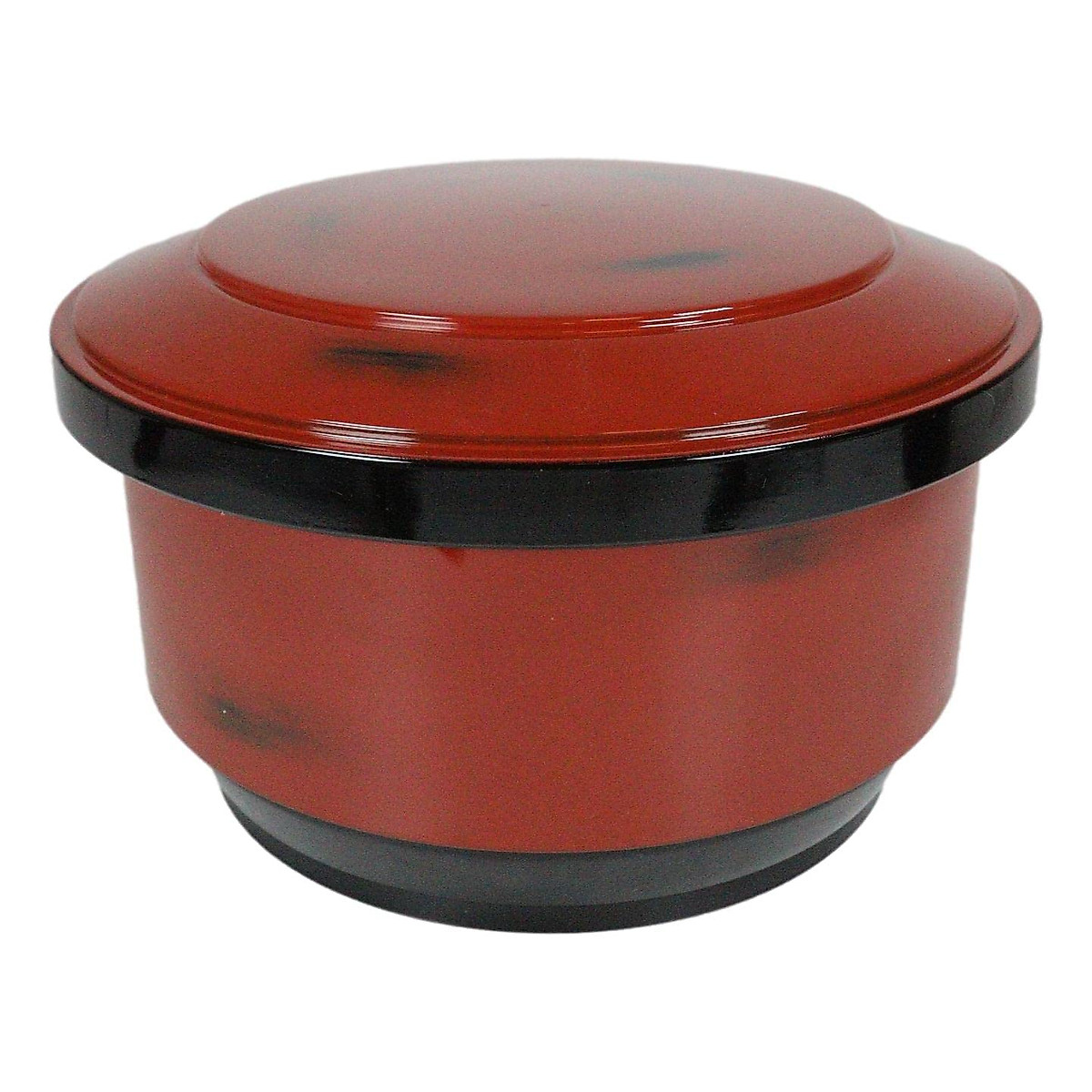 Ebros Gift Japanese Restaurant Grade Traditional Red and Black Ohitsu Rice Container Serving Bowl with Scoop for 3-4 People Party Hosting Functions Supply Asian Dining Made in Japan