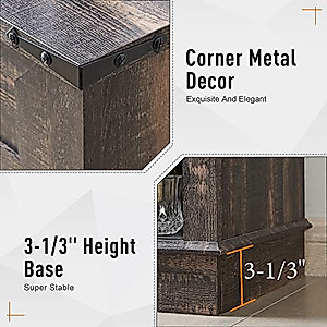 OKD Farmhouse Coffee Bar Cabinet, 32" Sliding Barn Door Buffet Sideboard Cabinet with Drawer, Adjustable Storage Shelves, Wooden Accent Cabinet for Kitchen, Living Room, Dining Room(Dark Rustic Oak)