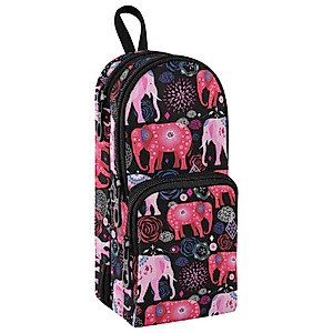 Elephants Pencil Case Big Capacity Pencil Pouch for Girls Boys Large Storage Pen Case for Middle High School College Office Student Women Adult Teen
