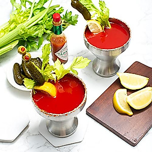 JILLMO Martini Glass, Insulated Stainless Steel Margarita Glass with Lid, Set of 2