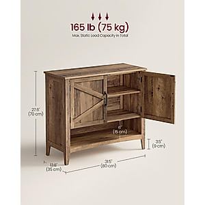 VASAGLE Shoe Cabinet, 3-Tier Shoe Storage Organizer, Shoe Shelf, Traditional American, Freestanding Cabinet with Height-Adjustable Shelf, 13.8 x 31.5 x 27.6 Inches, Entryway, Honey Brown ULBC038B01