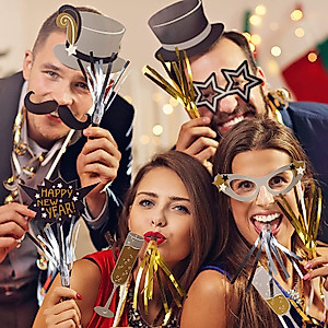 Uniticber 12 Pieces Gold Silver Noise Makers Glitter Noise Makers Metallic Fringed Party Blowers for Adults Birthday Graduation Sporting Events New Years Eve Party Supplies 2025