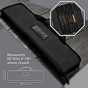 Asaya Chef Knife Roll Bag - 12 Pockets for Knives and Kitchen Utensils - Lightweight, Durable, and Stain Resistant Nylon - Perfect for the Traveling Chef - Knives not Included
