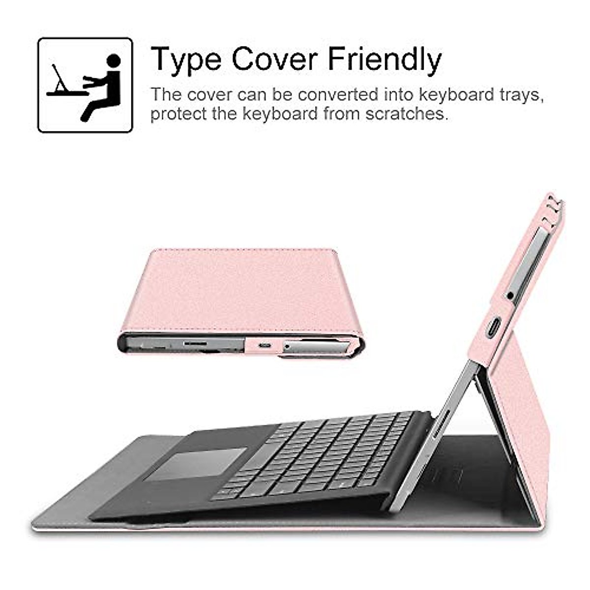 Fintie Case for Microsoft Surface Go 3 (2021) / Surface Go 2 (2020) / Surface Go (2018) - Multiple Angle Viewing Portfolio Business Cover, Compatible with Type Cover Keyboard (Rose Gold)