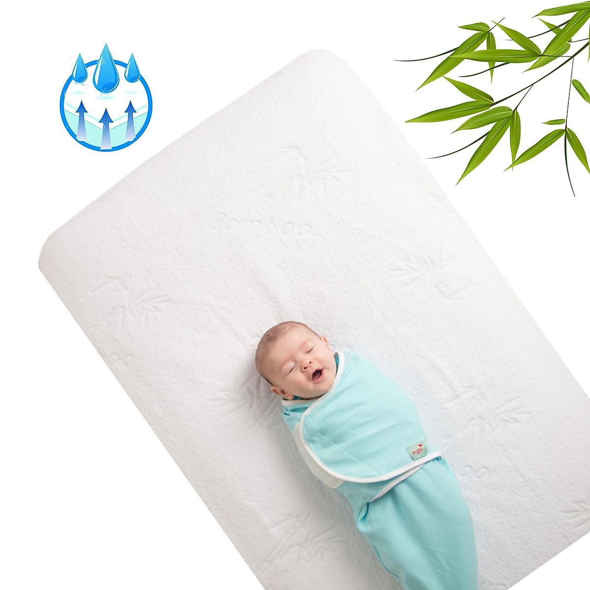 Bamboo Rayon Baby Crib Mattress Protector - Waterproof Breathable Cooling Fitted Mattress Cover 28x52 inches (Single Pack)