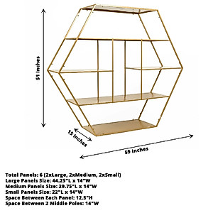 4 feet Gold Large Hexagon Metal Cake Dessert Display Stand Wedding Arch Backdrop Party Events Home Decorations Supplies