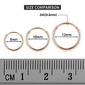 AROWRO Helix Rook Conch Earrings Sleeper Earring Nose Hoop Opal 316L Surgical Steel 12mm Rose Gold Cartilage Daith Tragus Piercing Jewelry Septum Clicker