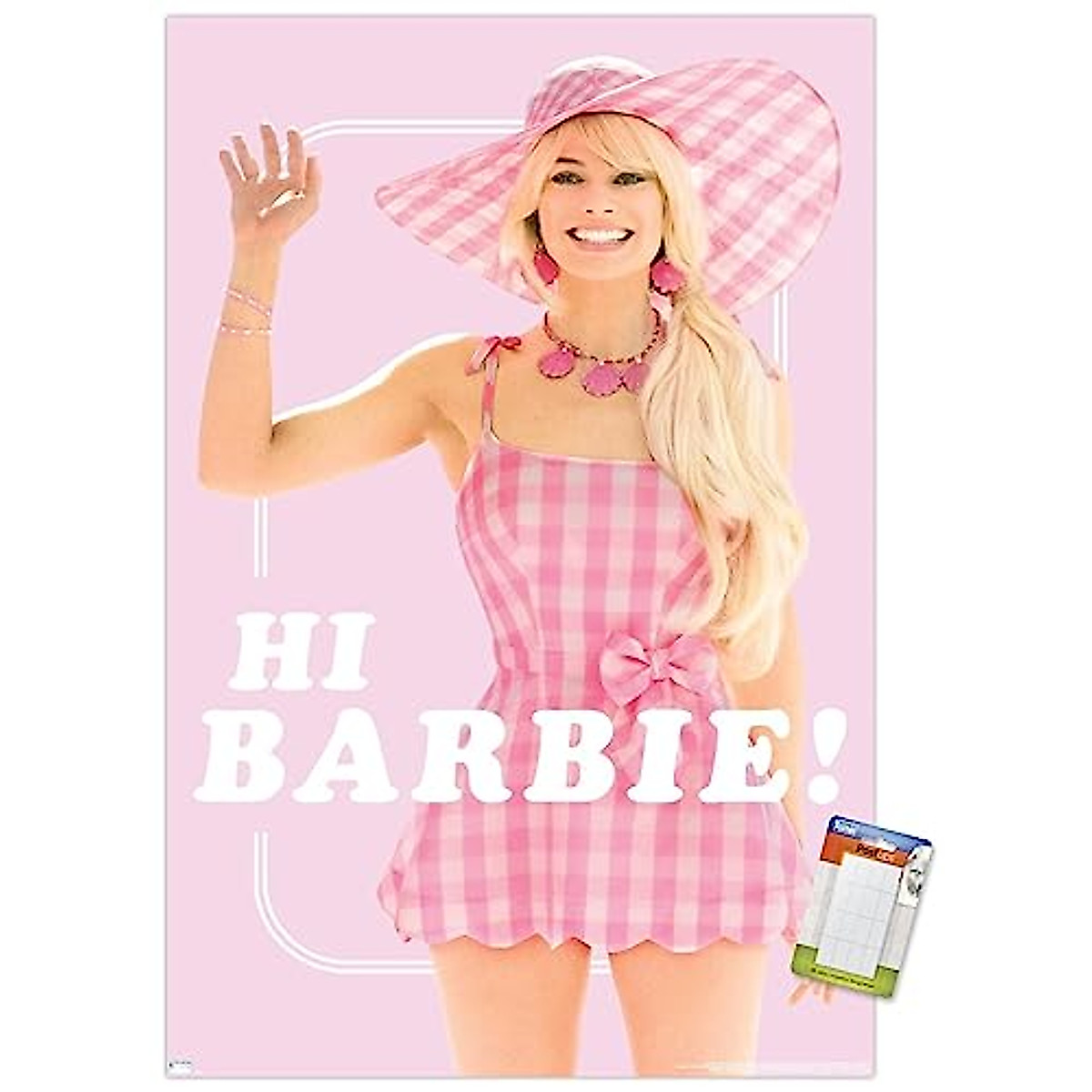 Trends International Mattel Barbie: The Movie - Hi Barbie Wall Poster, 22.37" x 34.00", Poster & Mount Bundle