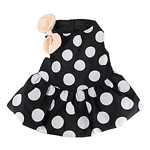 Christian Siriano New York Black Polka Dot Bubble Hem Dress for Dogs, XS