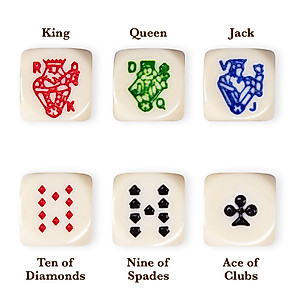 Set of 5 Poker Dice with Professional Bicast Leather Dice Cup, Great for Travel by Brybelly