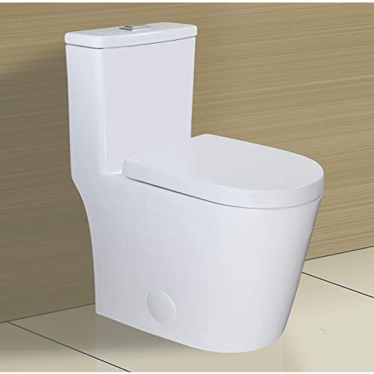 WinZo WZ5089 Compact Round One Piece Toilet 23" Depth,Dual Flush For Small Modern Bathroom 12" Rough-in White