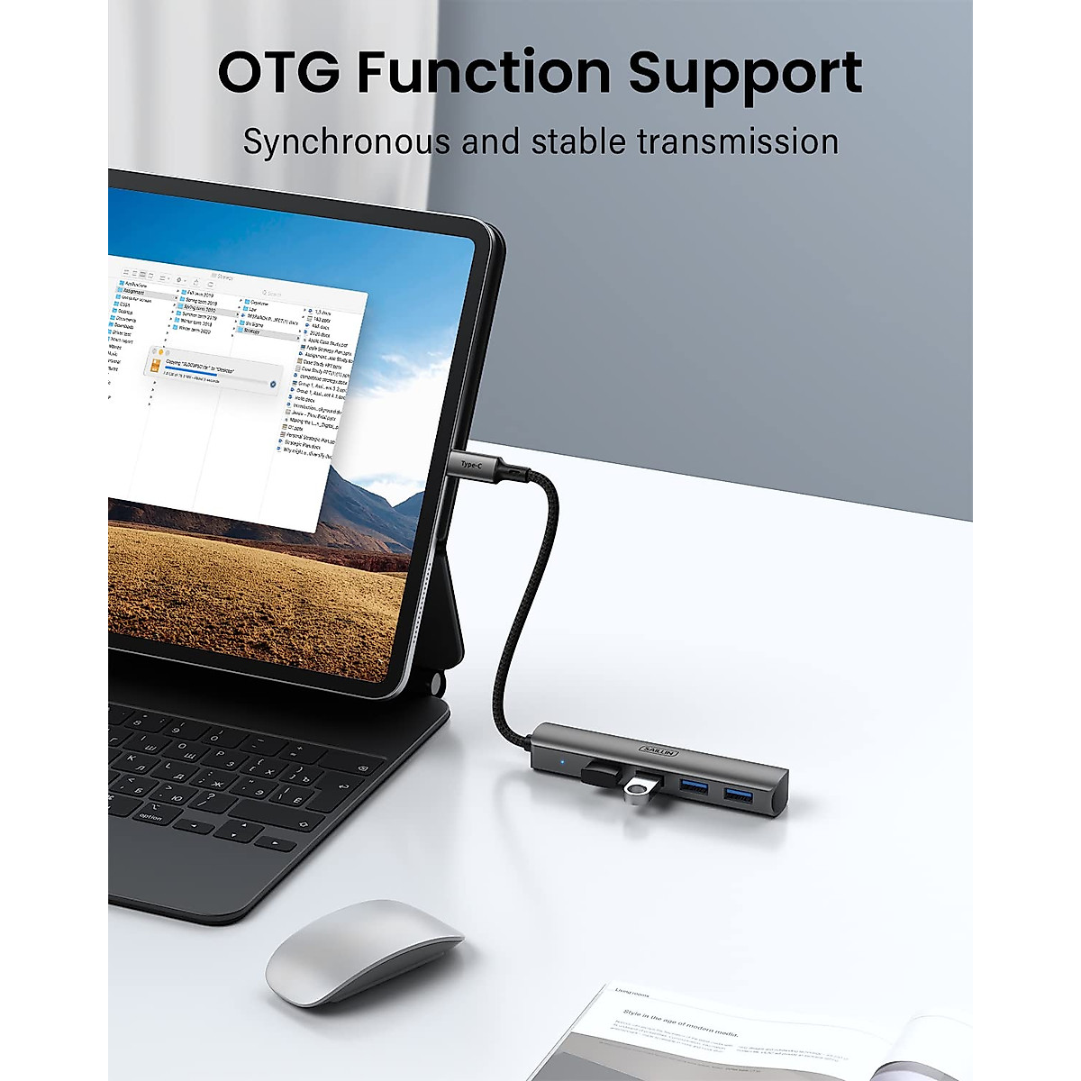 USB C to USB Hub 4 Ports, SAILLIN Aluminum Type C to USB Adapter with 4 USB 3.0 Ports, Thunderbolt 3 to USB 3.0 Multiport Adapter Compatible with MacBook Pro/Air, iPad Pro, XPS, Chromebook and More