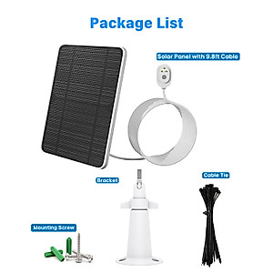Upgraded Solar Panel Charging Compatible with Pro 5S, Arlo Pro 4, Pro 3, Pro 3 Floodlight, Ultra 2, Ultra, 4W Solar Panel with 9.8ft Charging Cable, IP65 Waterproof, Includes Secure Wall Mount, 2 Pack