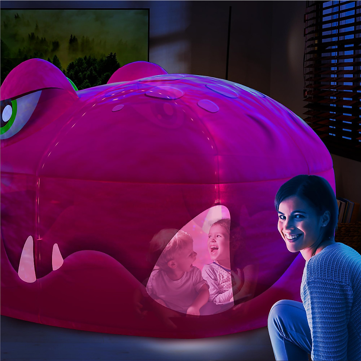 Light-Up Air Tent, Inflatable Blow Up Tent - 30 Seconds Setup - Kids Toys, Age 3 4 5 6 7 8 Years Old - Fort Building - Birthday Gift Idea for Boys and Girls Ages 4-6, Dinosaur Toys