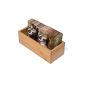 Lipper International Bamboo Wood Utensil Holder Storage Box for Cooking Tools, Makeup, or Office Supplies, 4" x 9 1/4" x 3"