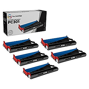 LD Compatible Fax Cartridge with Roll Replacement for Brother PC301 (5-Pack)