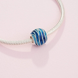 Pandora Jewelry Blue Wave Charm - Original Charm for Pandora Charm Bracelets - Perfect Charm for Mom, Daughter, Sister & More - Sterling Silver and Enamel, No Box