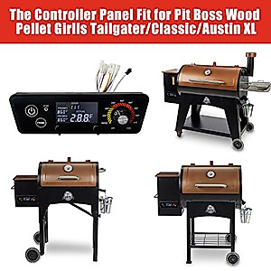 LCD Digital Thermostat Kit Replacement for Pit Boss Grills P7-340/700/1000 Compatible with Pit Boss Classic Austin XL Tailgater Control Board with 2*Meat Probes, RTD Temperature Probe