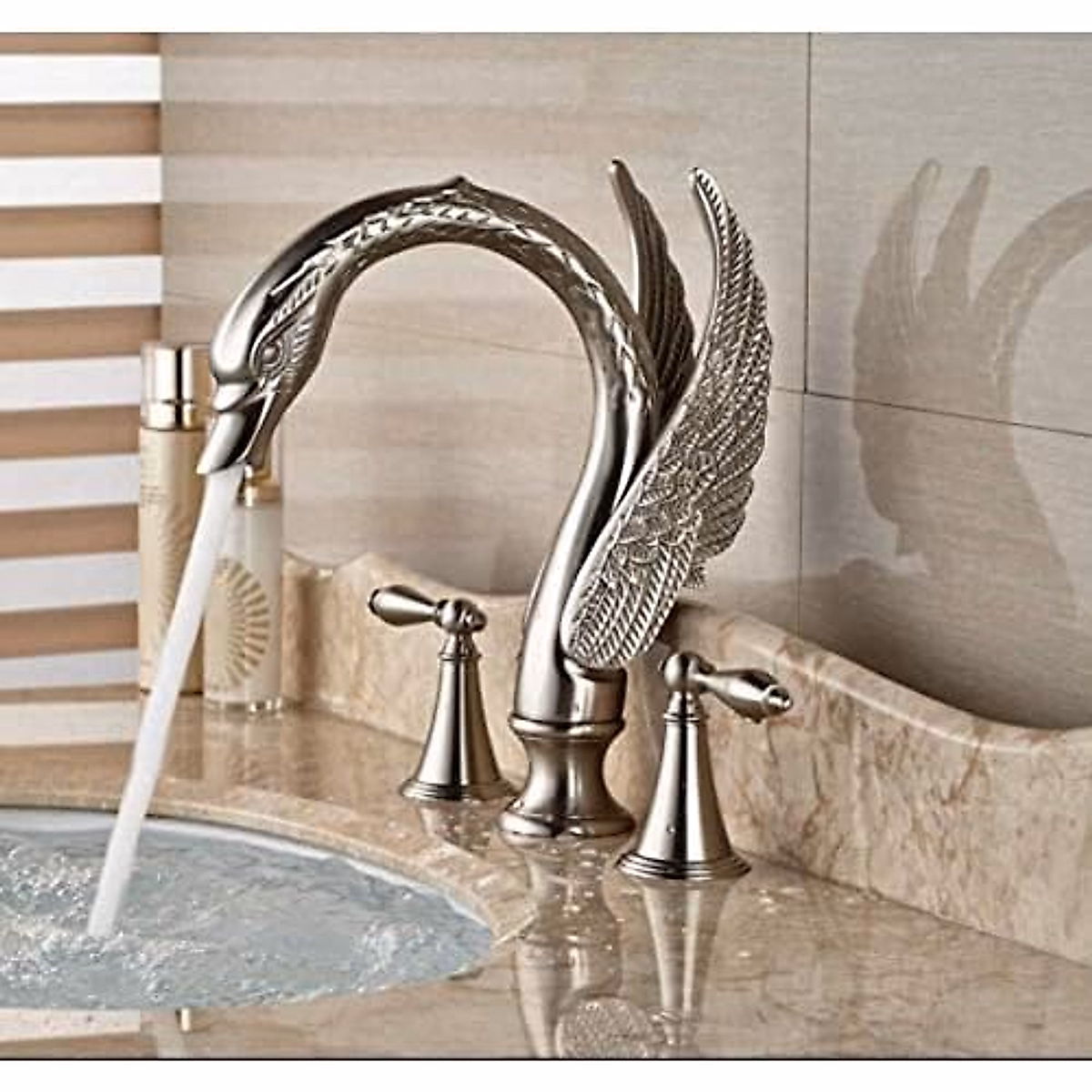 Kitchen Taps Faucet Morden Luxury Brushed Nickel Bathtub Faucet 3 Pieces Bathroom Faucet Two Handles Mixer Tap