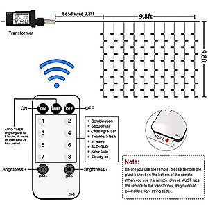 JMEXSUSS 300 LED Remote Control Curtain Lights, Plug in Fairy Curtain Lights Outdoor, Window Wall Hanging Curtain String Lights for Bedroom Backdrop Wedding Party Xmas Indoor Decor, Warm White