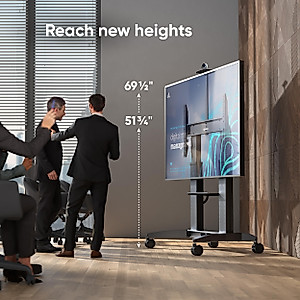 ONKRON Mobile TV Stand on Wheels for 70-110 Inch TV up to 320 lbs, Heavy Duty TV Stand Height Adjustable with Shelf & Aluminum Columns, max VESA 1000x600 Wide TV Cart Rolling TV Stand Portable Black