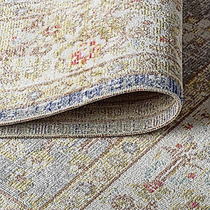 JONATHAN Y MDP304B-8 Alba Modern Faded Peshawar Indoor Area-Rug Vintage Glam Bohemian Easy-Cleaning Bedroom Kitchen Living Room Non Shedding, 8 ft x 10 ft, Grey