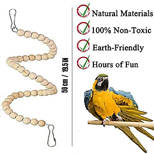 8 Pcs Bird Toy Parrot Swing Chewing Toys- Hanging Wooden Swing Chewing Toy Bells, Ladder Swing for Small Parrots, Macaws, Parakeets, Conures, Cockatiels, Love Birds (011)
