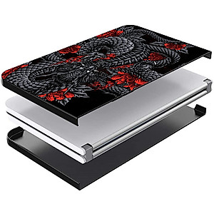 BWEGRHE Dragon Roses Designed for Microsoft Surface Duo 2 Case, Full Cover Ultra Thin PU Leather Back Hard PC Phone Case for Microsoft Surface Duo 2 2nd 2021