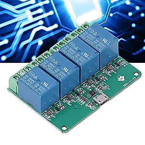 4 Channel Relay Module, Send Serial Commands PCB 10A 250VAC Overcurrent Protection USB Relay Expansion Board Drive Free Intelligent Control for PC