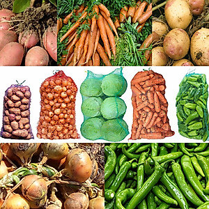 24 Pack 20'' x 14'' Mesh Onion Bags, Reusable Drawstring Fresh Produce Storage Bags for Onions, Vegetables, Potatoes, Citrus, Crawfish Firewood