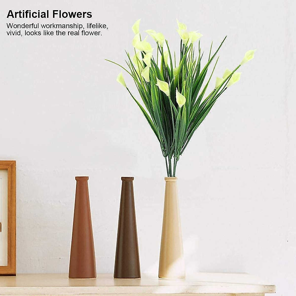 Fdit Artificial Flowers Calla Leaf Fake for Home Garden Party Wedding Decoration (White)