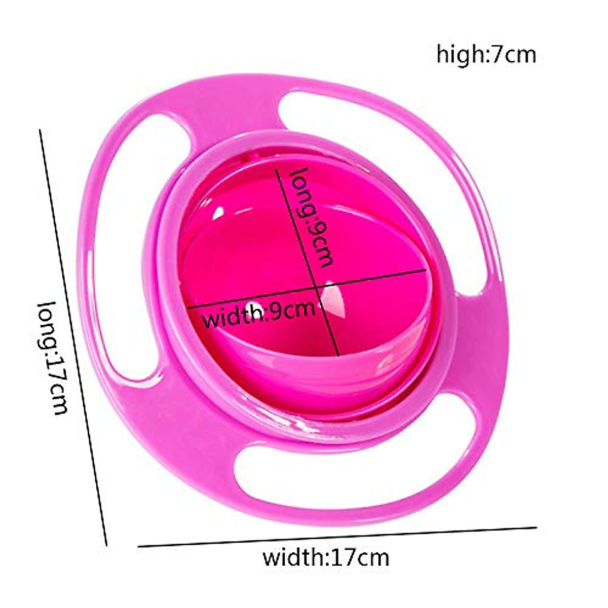 Wnvivi 2Pcs Spill Resistant Gyro Bowl, Magic Bowl 360 Degree Rotation Spill Resistant Gyro Bowl, Toy Tableware with a handle For Toddler Baby Kids Children Blue and Red