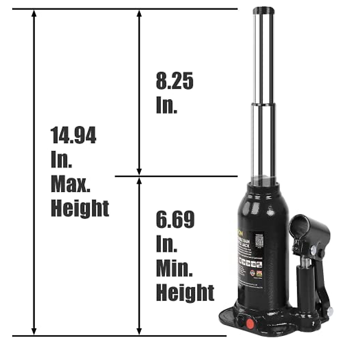 Torin 2 Ton (4,000 LBs) Double Ram Welded Bottle Jack for Car Auto Repair and House Lift, Black, ATH80202XB