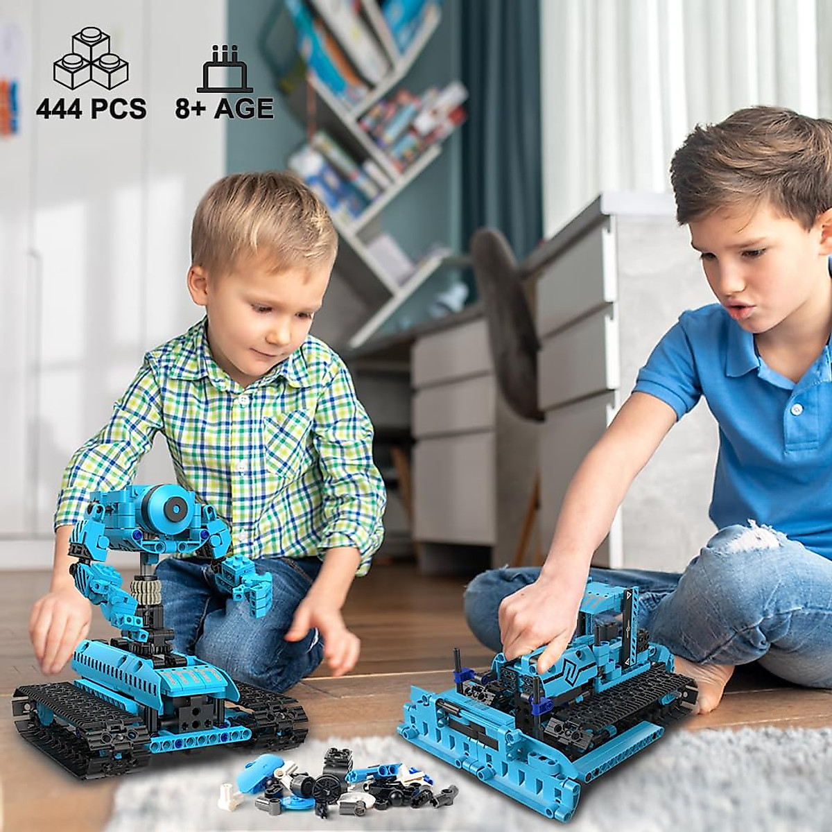HOGOKIDS 5 in 1 RC Robot Building Set - APP & Remote Control Rechargeable Building Toys | Educational STEM Project for Kids Kit Gift for Boys Girls Age 6-12+ Year Old (444 PCs)