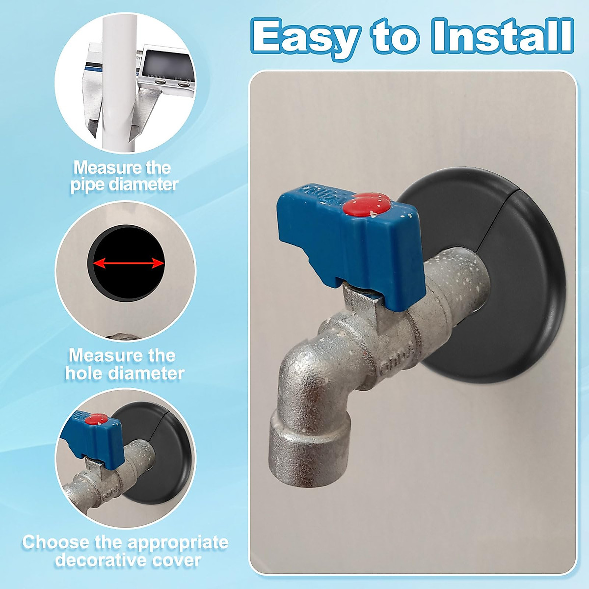 PATIKIL Wall Split Flange 1.36" (34.5mm),ABS Round Self-Adhesive Escutcheon Plate Buckles Water Pipe Cover for Kitchen Bathroom Arm Pipe Faucet Decoration, White