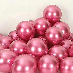 Ezing Party Balloons 12inch 50pcs Latex Metallic Chrome Balloons Party Decorations (red)