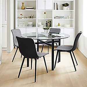 Yaheetech Dining Chairs Kitchen Chair Mid Century Modern Living Room Chairs Upholstered Side Chairs with Metal Legs Gray, 1 Package of 4pcs