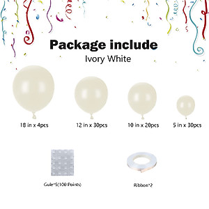 AobkDeco Ivory White Balloons 84PCS Vintage Ivory White Balloon Garland Arch Kit 5/10/12/18 Inch Different Sizes Latex Balloon for Birthday Party Decorations Baby Shower Wedding Graduation Balloons