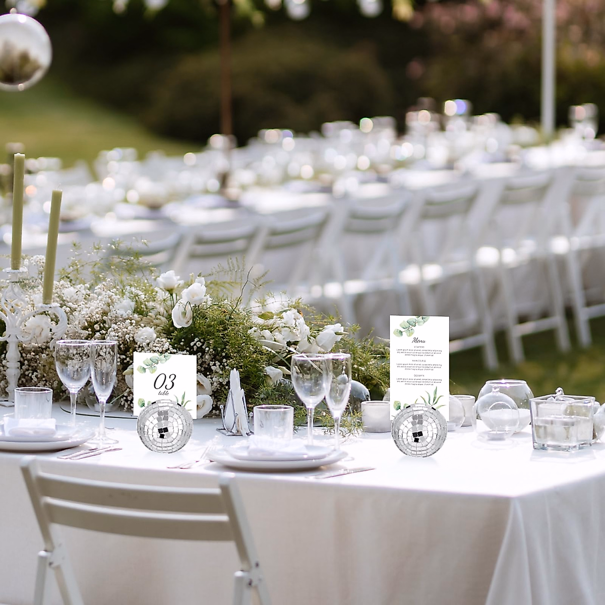 Engrowtic Disco Ball Place Card Holders Silver Table Number Holder for Photo Name Card Stands Disco Centerpiece Decor for Holiday Wedding Party Birthday Table Display Menu, 2 Inch(12 Pcs)