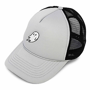 DALIX Embroidered Ghost Trucker Cap Hat Women Men in Gray Black
