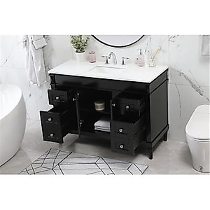 Elegant Decor Indoor Modern Under Sink Bathroom Fixtures Storage Organizer Cabinet 48 inch Single Bathroom Vanity - Black