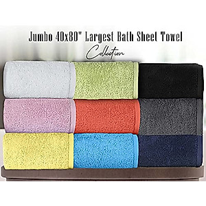 NINE WEST Oversized Luxury Terry Bath Sheet, Soft & Plush 40x80 Inch Extra Large Jumbo Bath Towels, 100% Turkish Cotton (Orange)