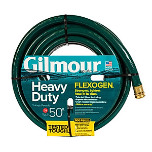 Gilmour 843501-1001 Flexogen Heavy Duty Watering Garden Hose 3/4in x 50 Feet, Green