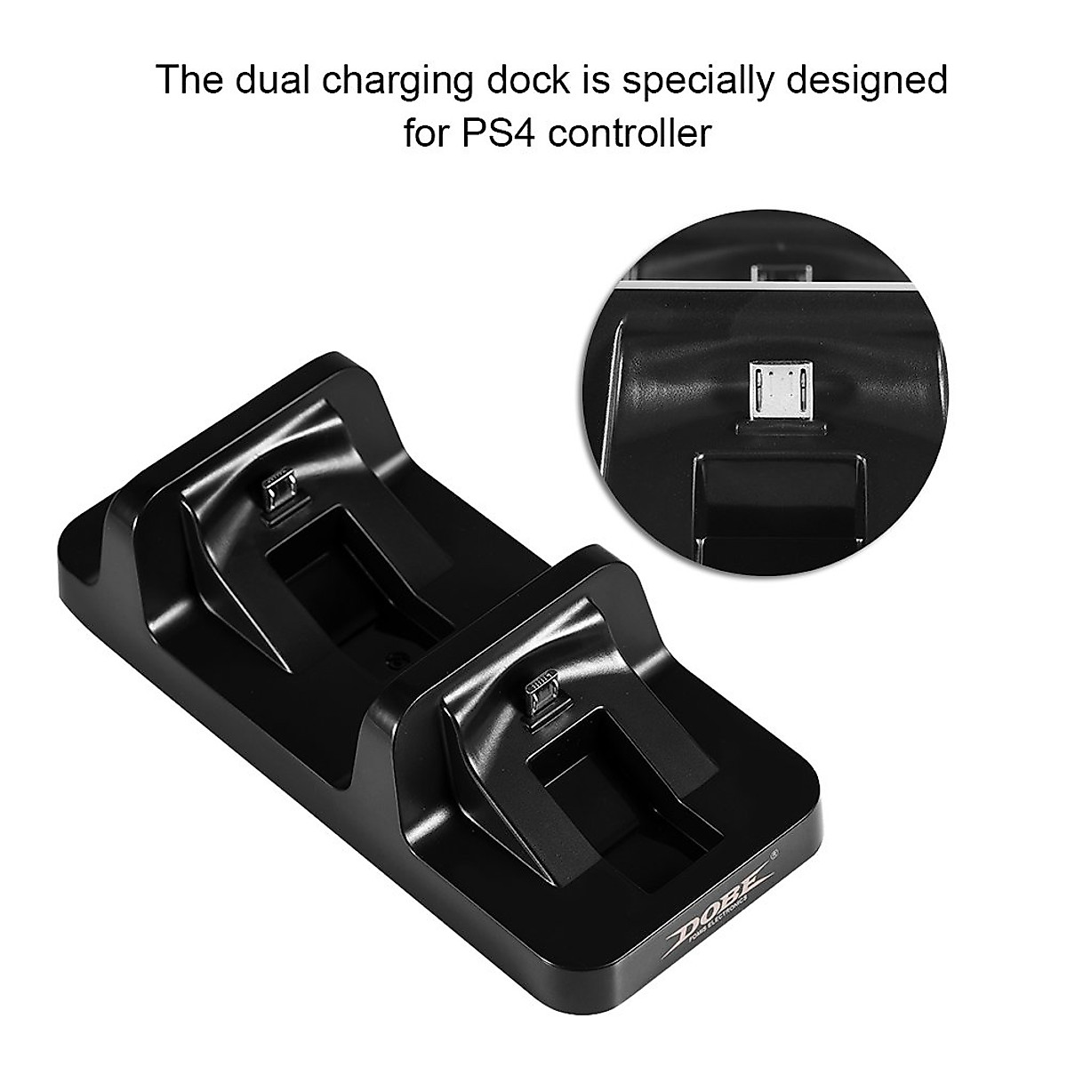 Dual Charging Docking Station, USB Gamepad Charger Stand, with LED Charging Indicator, Convenient and Compact Design, for Playstation 4 Game Controller