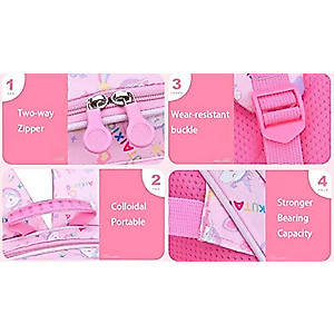 Uamdrup Pink Rainbow Unicorn Backpack For Girls,Kids GIrls Backapck With Lunch Box,16Inch Bookbag Schoolbag With Pencil Case Tote Bag