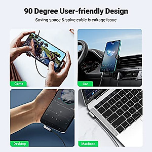 UGREEN 3.5mm Audio Cable Stereo Aux Cord 90 Degree Right Angle Aux Cable Compatible with Beats iPhone iPod iPad Tablets Speakers 24K Gold Plated Male to Male Black 1.5FT