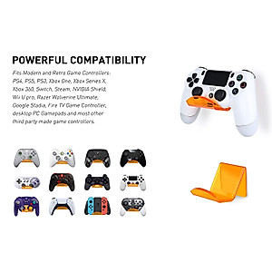 OAPRIRE Universal Controller Holder Wall Mount 2 Pack, Acrylic Controller Stand Gaming Accessories with Cable Clips, Build Your Game Fortresses (Orange)