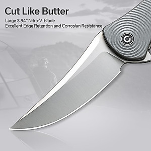 CIVIVI Synergy4 Pocket Knife for EDC, Large Folding Knife with 3.94'' Nitro-V Blade Ergonomic 3D Machined G10 Handle, Utility Knife for Camping Hiking C21018A-2